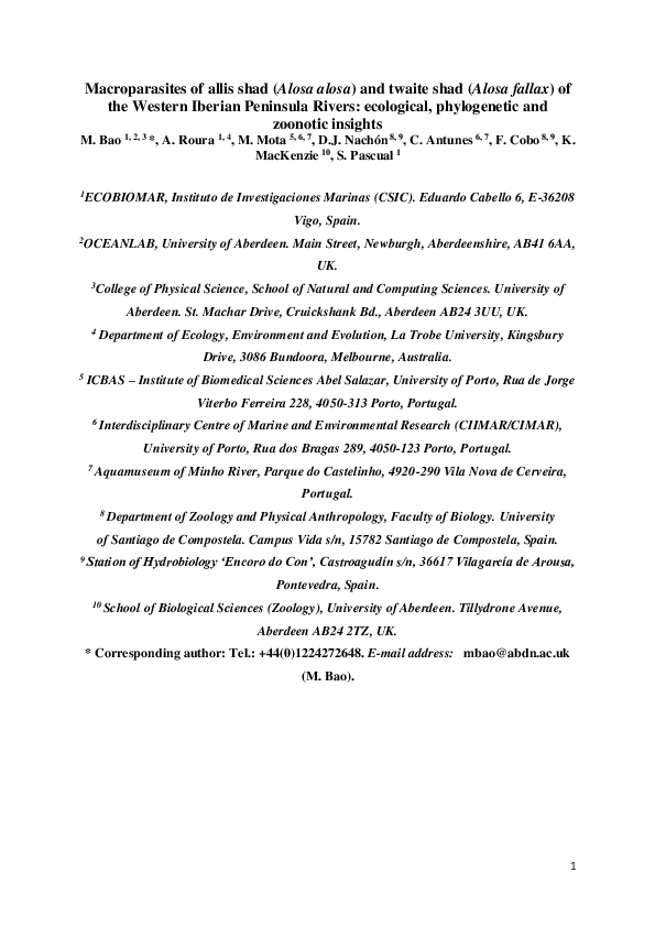 (PDF) Macroparasites of allis shad (Alosa alosa) and twaite shad (Alosa ...