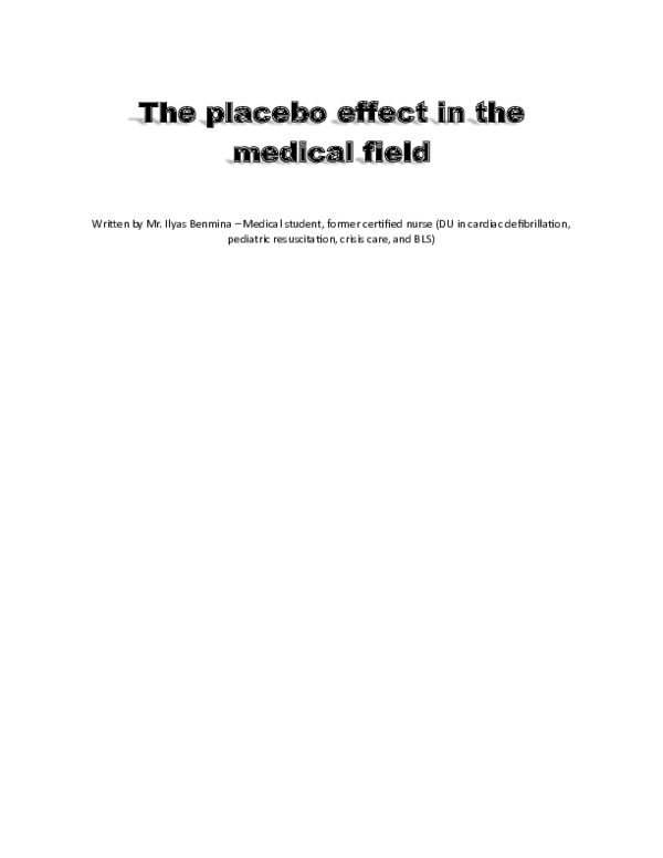 (PDF) The placebo effect in the medical field
