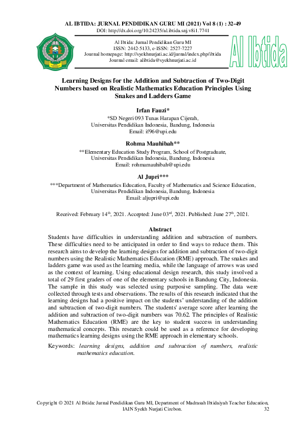(PDF) Learning Designs for the Addition and Subtraction of Two-Digit ...