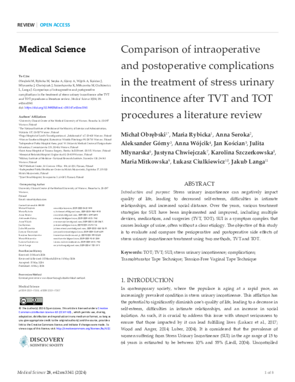 (PDF) Comparison of intraoperative and postoperative complications in ...