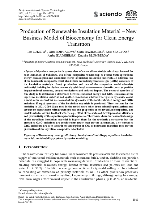 (PDF) Production of Renewable Insulation Material – New Business Model ...