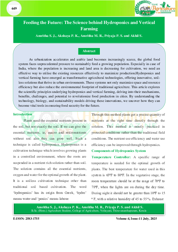 (PDF) Feeding the future: The Science behind Hydroponics and Vertical ...