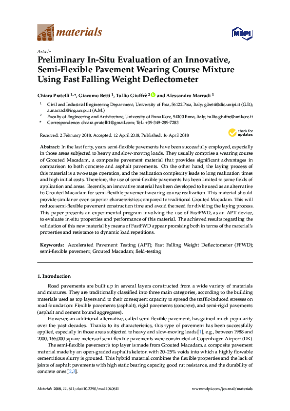 (PDF) Preliminary In-Situ Evaluation of an Innovative, Semi-Flexible ...