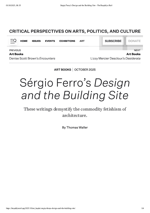 (PDF) Sérgio Ferro’s Design and the Building Site