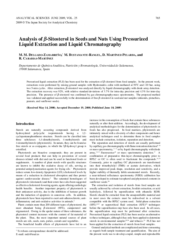(PDF) Analysis of .BETA.-Sitosterol in Seeds and Nuts Using Pressurized ...