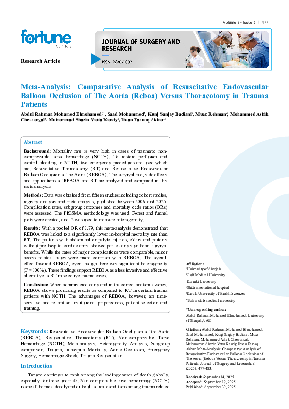 (PDF) Meta-Analysis: Comparative Analysis of Resuscitative Endovascular ...