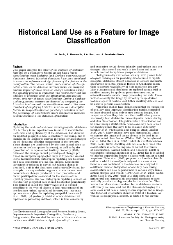 (PDF) Historical Land Use as a Feature for Image Classification