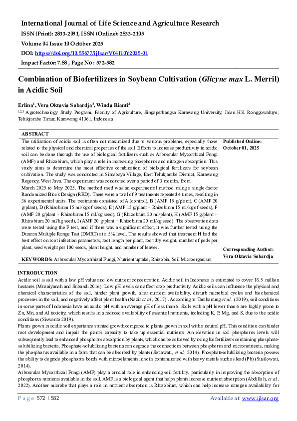 (PDF) Combination of Biofertilizers in Soybean Cultivation (Glicyne max ...