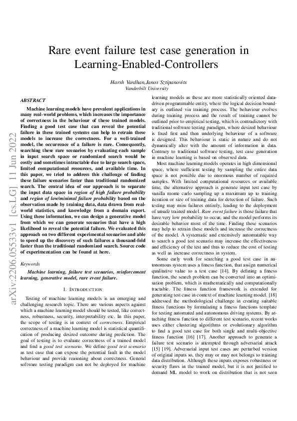 (PDF) Rare event failure test case generation in Learning-Enabled ...