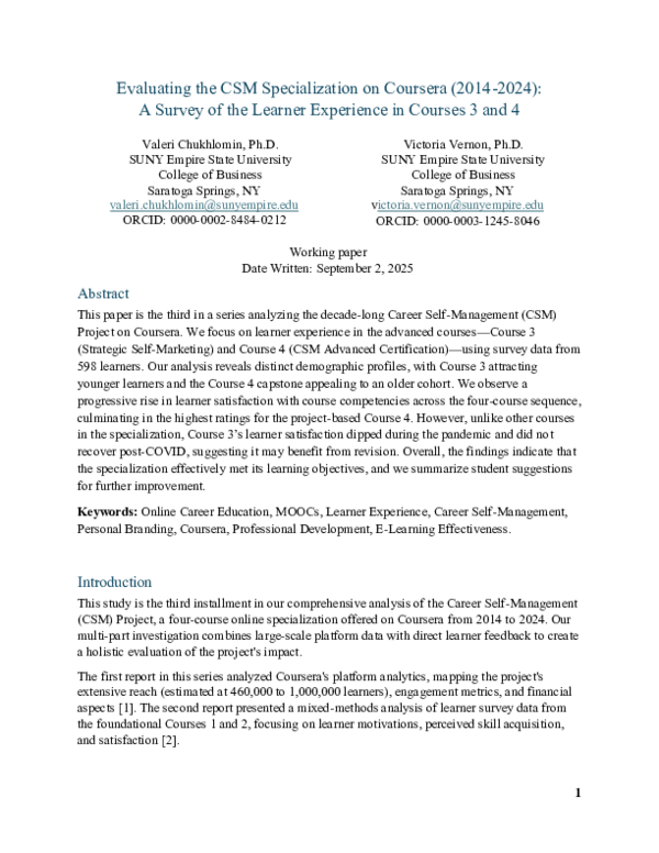 (PDF) Evaluating the CSM Specialization on Coursera (2014-2024): A ...