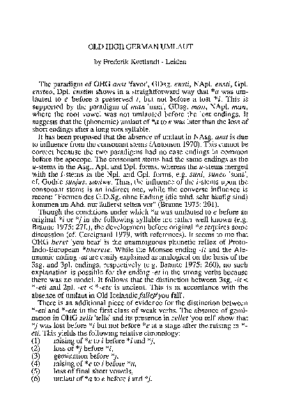 (PDF) Old High German umlaut