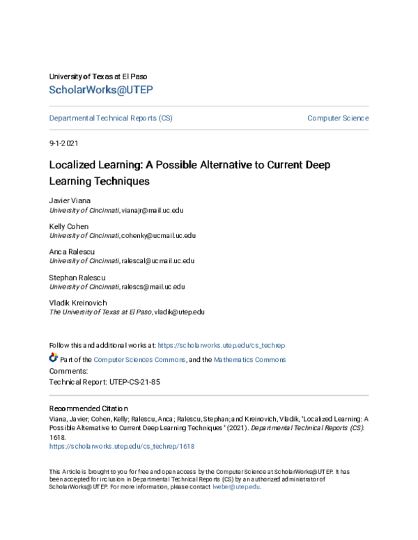(PDF) Localized Learning: A Possible Alternative to Current Deep ...
