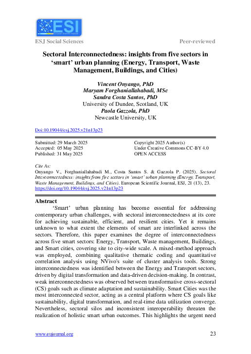 (PDF) Sectoral Interconnectedness: insights from five sectors in 'smart ...