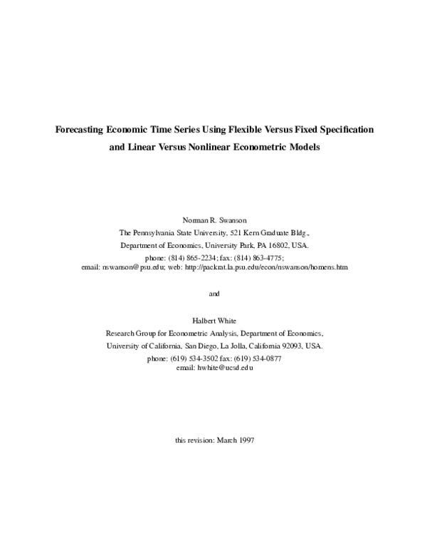 (PDF) Forecasting economic time series using flexible versus fixed ...