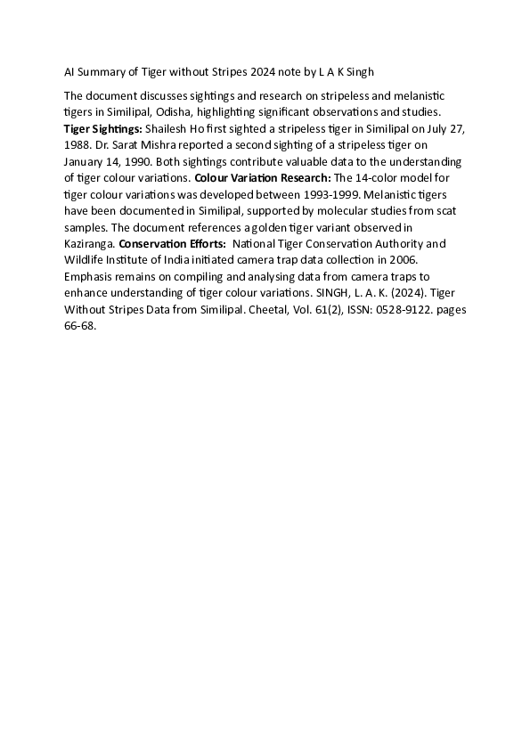 (PDF) Summary Tiger Without Stripes