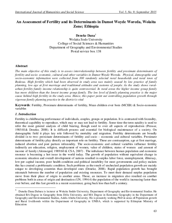 (PDF) An Assessment of Fertility and its Determinants in Damot Woyde ...