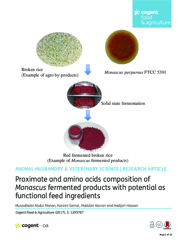 (PDF) Proximate and amino acids composition of Monascus fermented ...