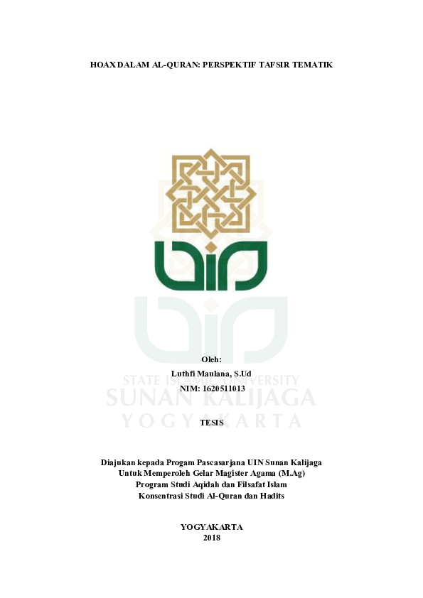 (PDF) Hoax Dalam Al-Quran: Perspektif Tafsir Tematik