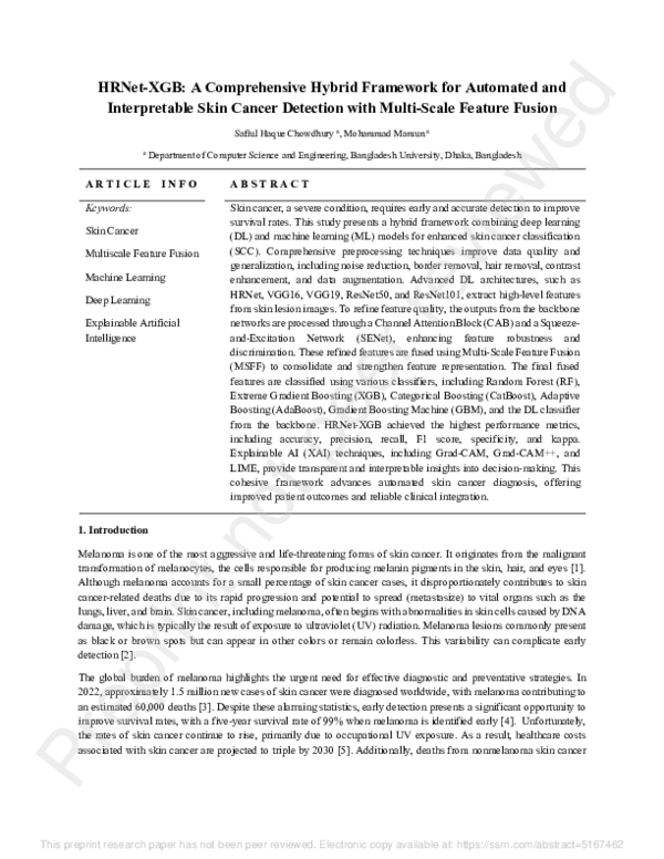 (PDF) Hrnet-Xgb: A Comprehensive Hybrid Framework for Automated and Interpretable Skin Cancer ...