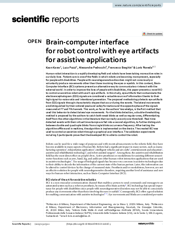 (PDF) Brain-computer interface for robot control with eye artifacts for ...