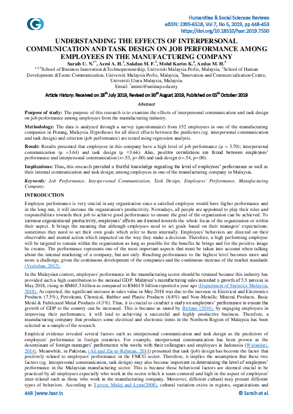 (PDF) Understanding the Effects of Interpersonal Communication and Task ...