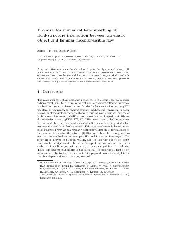 (PDF) Proposal for Numerical Benchmarking of Fluid-Structure ...