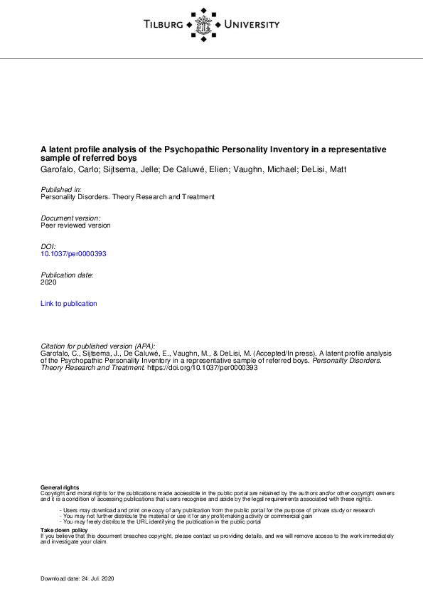 (PDF) A latent profile analysis of the Psychopathic Personality ...