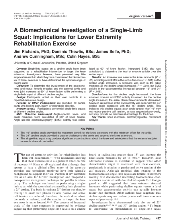 (PDF) A Biomechanical Investigation of A Single-Limb Squat ...