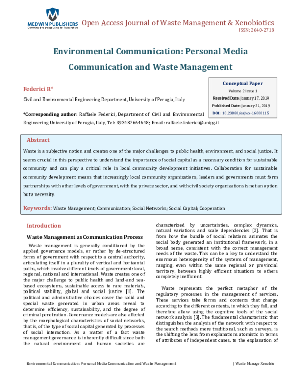(PDF) Environmental Communication: Personal Media Communication and ...