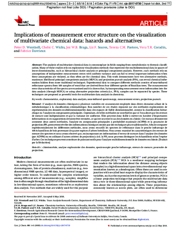 (PDF) Implications of measurement error structure on the visualization of multivariate chemical ...