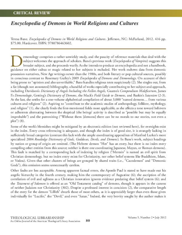 (PDF) Encyclopedia of Demons in World Religions and Cultures