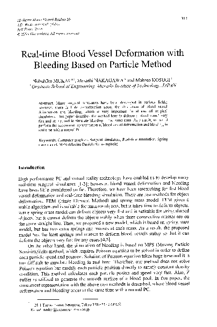 (PDF) Real-time blood vessel deformation with bleeding based on ...
