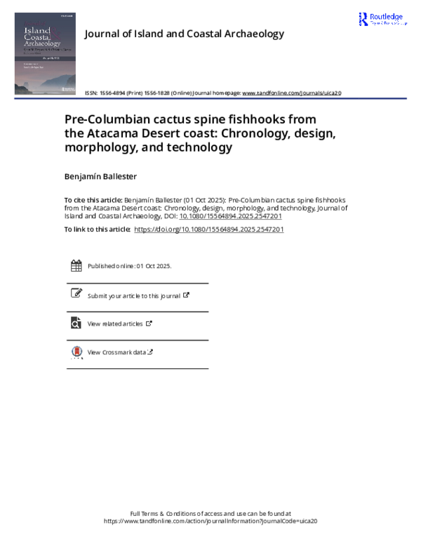 (PDF) Ballester 2025 - Pre-Columbian cactus spine fishhooks from the ...