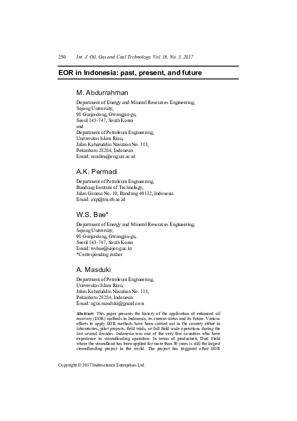 (PDF) EOR in Indonesia: past, present, and future