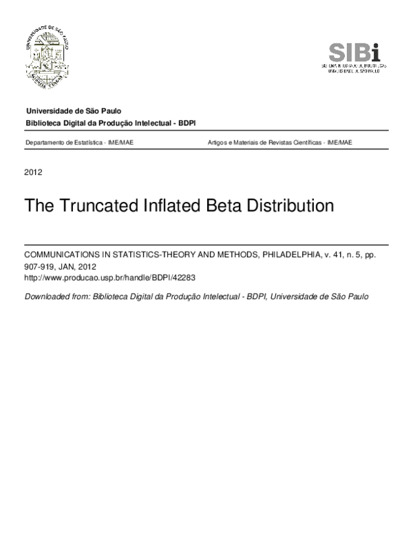 (PDF) The Truncated Inflated Beta Distribution