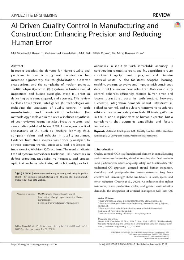 (PDF) AI-Driven Quality Control in Manufacturing and Construction ...