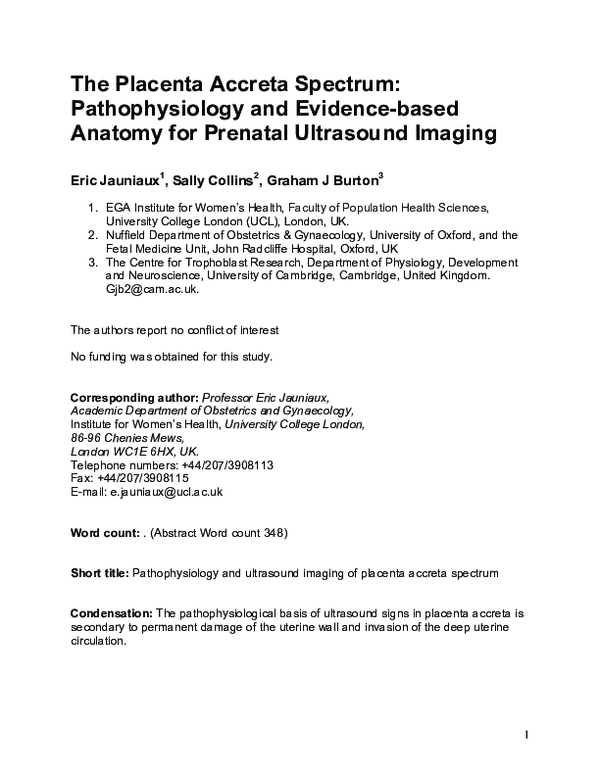 (PDF) Placenta accreta spectrum: pathophysiology and evidence-based ...