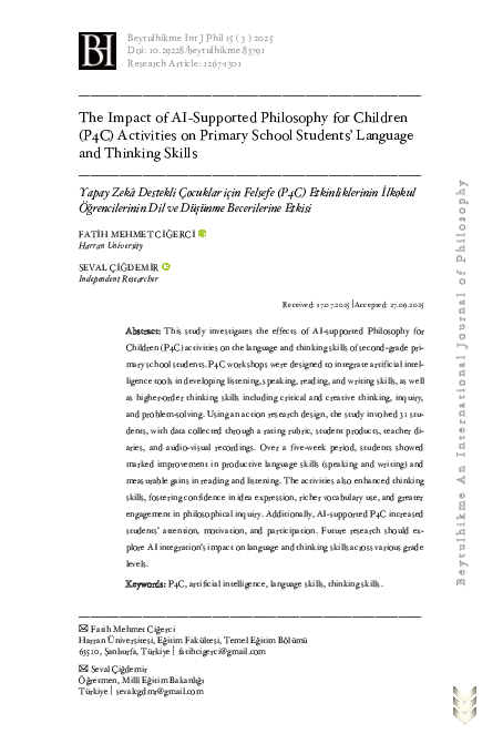 (PDF) The Impact of AI-Supported Philosophy for Children (P4C ...