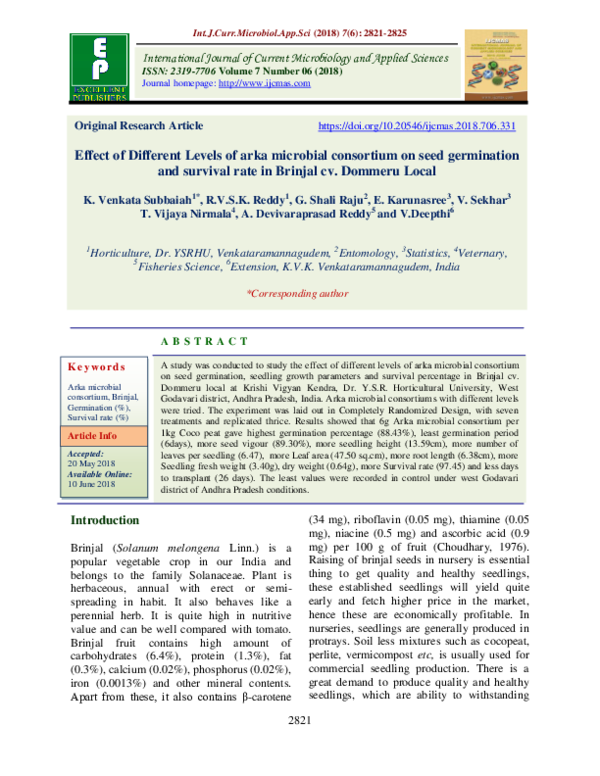 (PDF) Effect of Different Levels of arka microbial consortium on seed ...