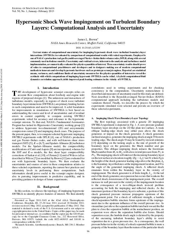 (PDF) Hypersonic Shock Wave Impingement on Turbulent Boundary Layers ...
