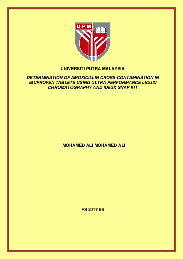 (PDF) Determination of amoxicillin cross-contamination in Ibuprofen ...