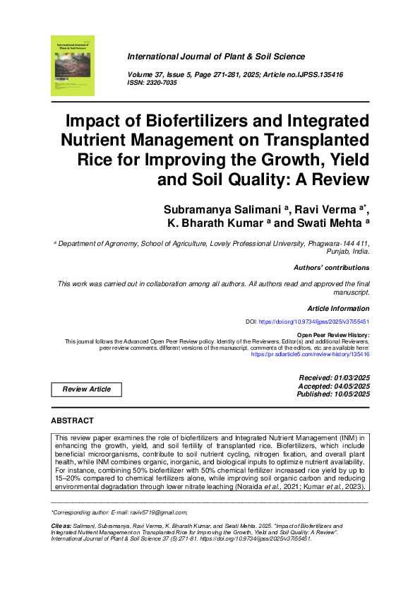(PDF) Impact of Biofertilizers and Integrated Nutrient Management on ...