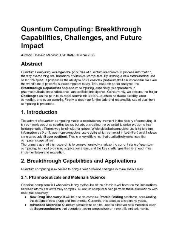 (PDF) Quantum Computing: Breakthrough Capabilities, Challenges, and ...