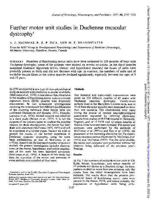 (PDF) Further motor unit studies in Duchenne muscular dystrophy