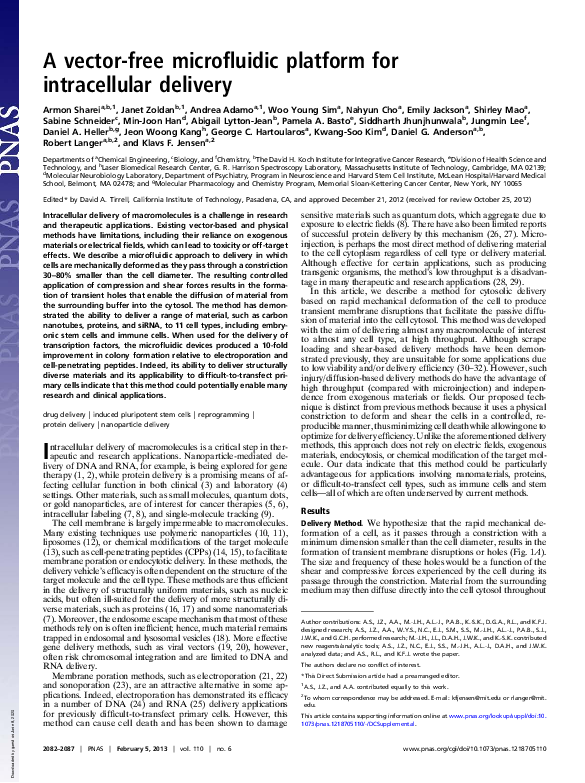 (PDF) A vector-free microfluidic platform for intracellular delivery