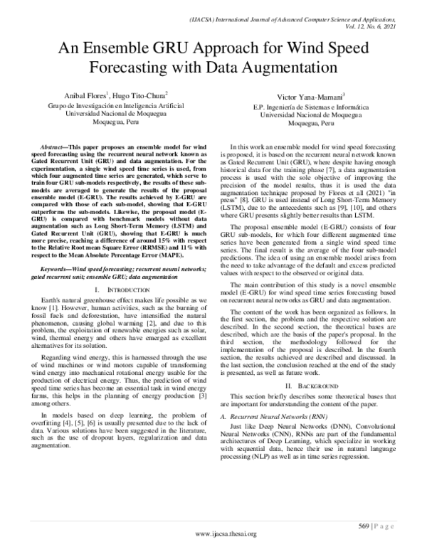 (PDF) An Ensemble GRU Approach for Wind Speed Forecasting with Data Augmentation