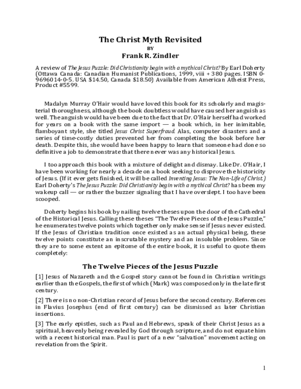 (PDF) The Christ Myth Revisited