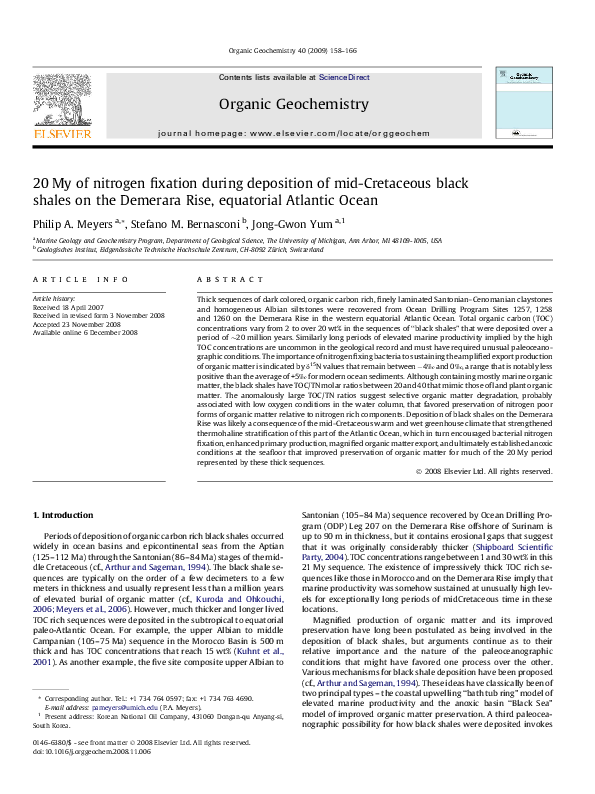 (PDF) 20My of nitrogen fixation during deposition of mid-Cretaceous ...