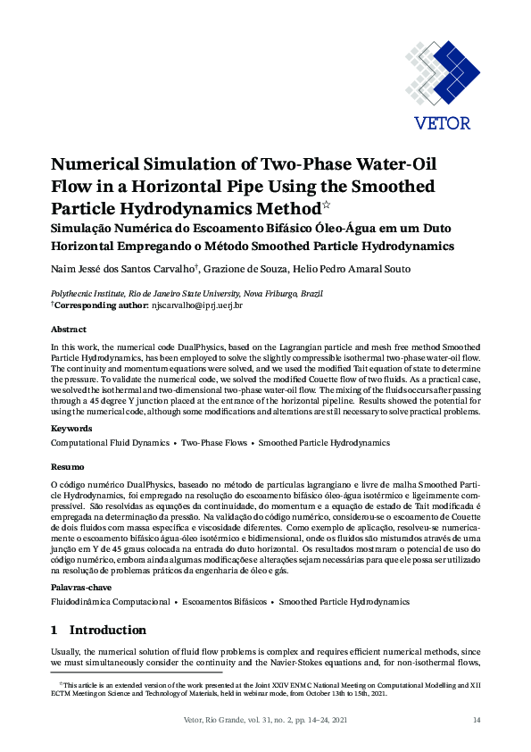 (PDF) Numerical Simulation of Two-Phase Water-Oil Flow in a Horizontal ...