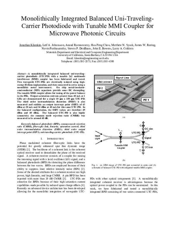 (PDF) Monolithically Integrated Balanced Uni-Traveling-Carrier ...